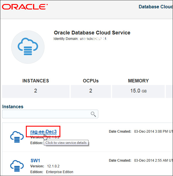 SSHトンネルを通してのDatabase Cloud Service (DBaaS)インスタンスへの接続